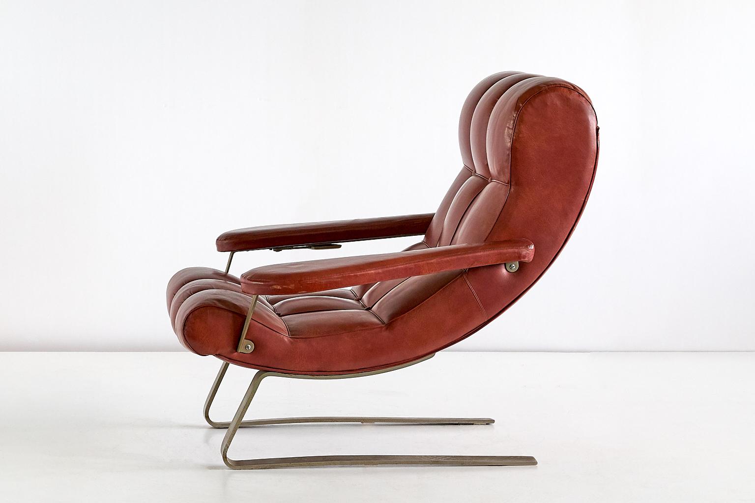 Guido Bonzani Lounge Chair in Brown Leatherette for Tecnosalotto, Italy ...