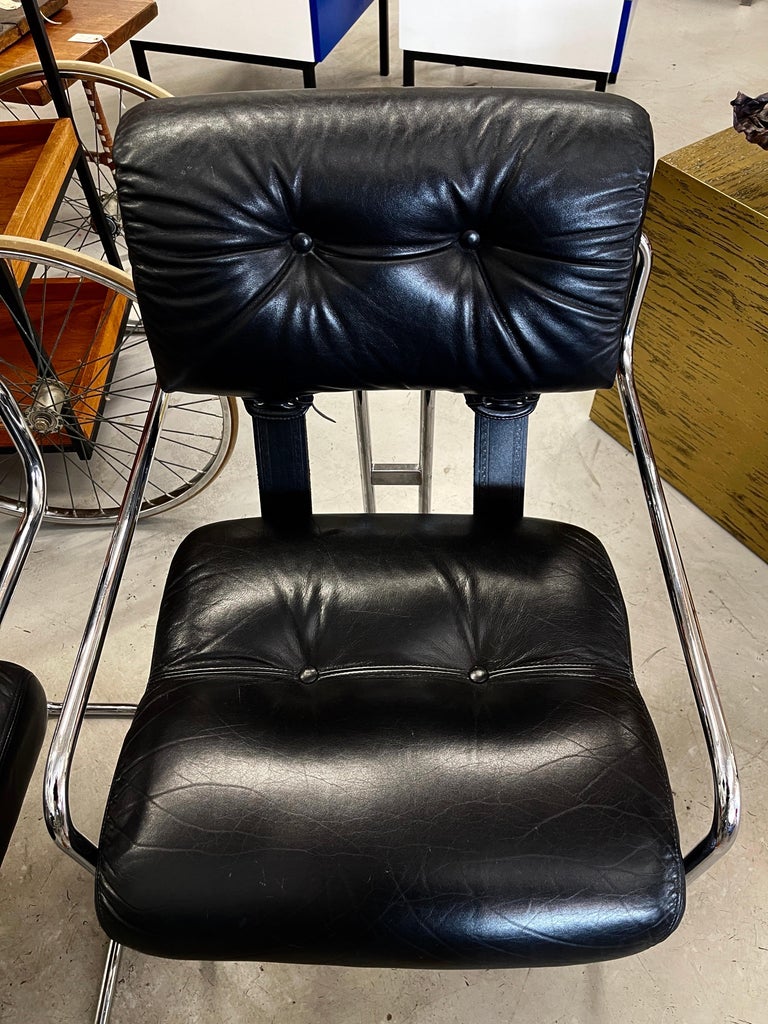 Guido Faleschini for i4 Mariani Pace Leather Tucroma Chairs For Sale at ...