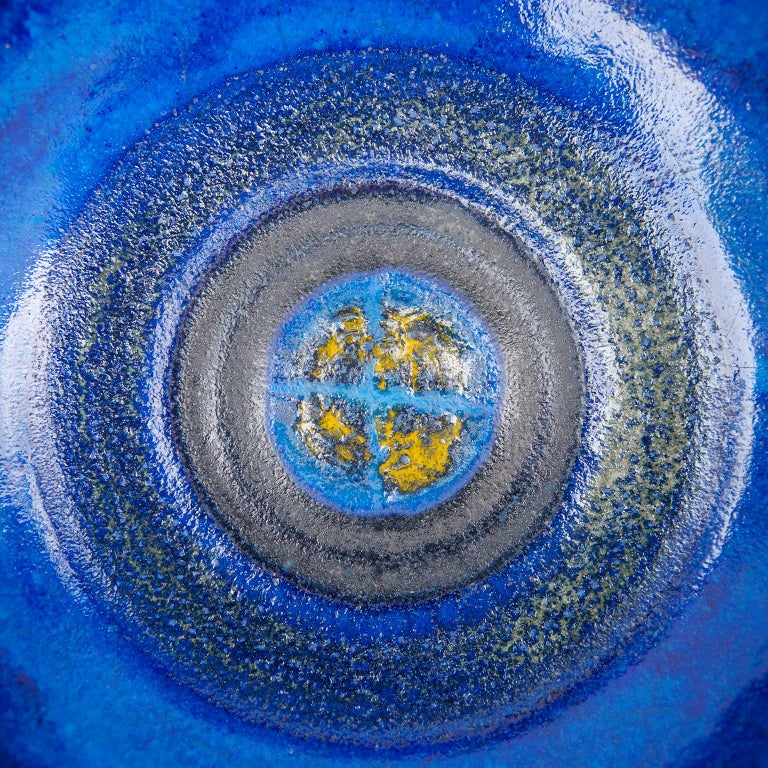 Guido Gambone Huge Blue Ceramic Bowl For Sale at 1stDibs