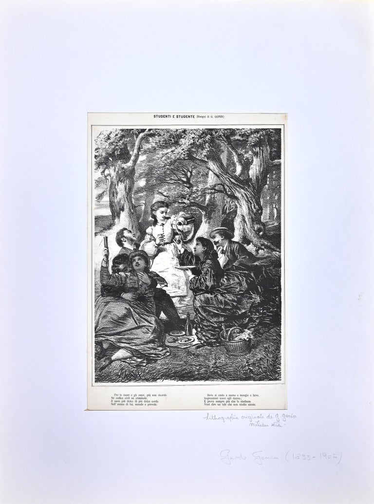 Guido Gonin - Gathering - Lithograph by Guido Gonin - 19th Century For ...