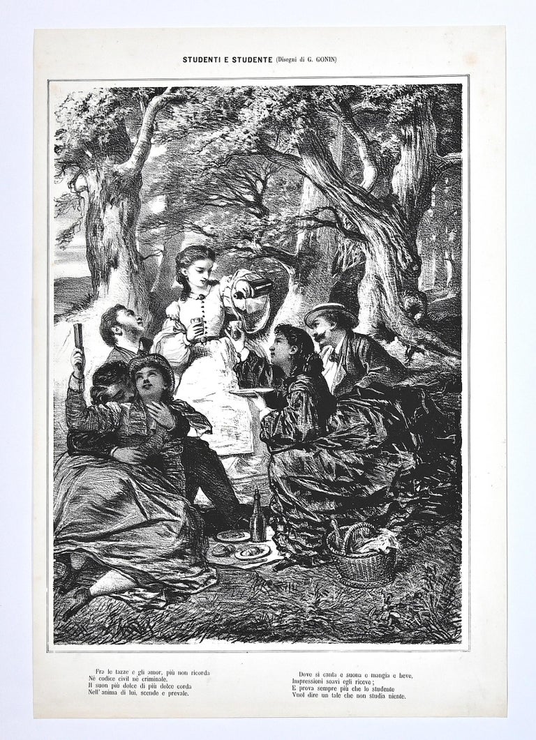 Guido Gonin - Gathering - Lithograph by Guido Gonin - 19th Century For ...