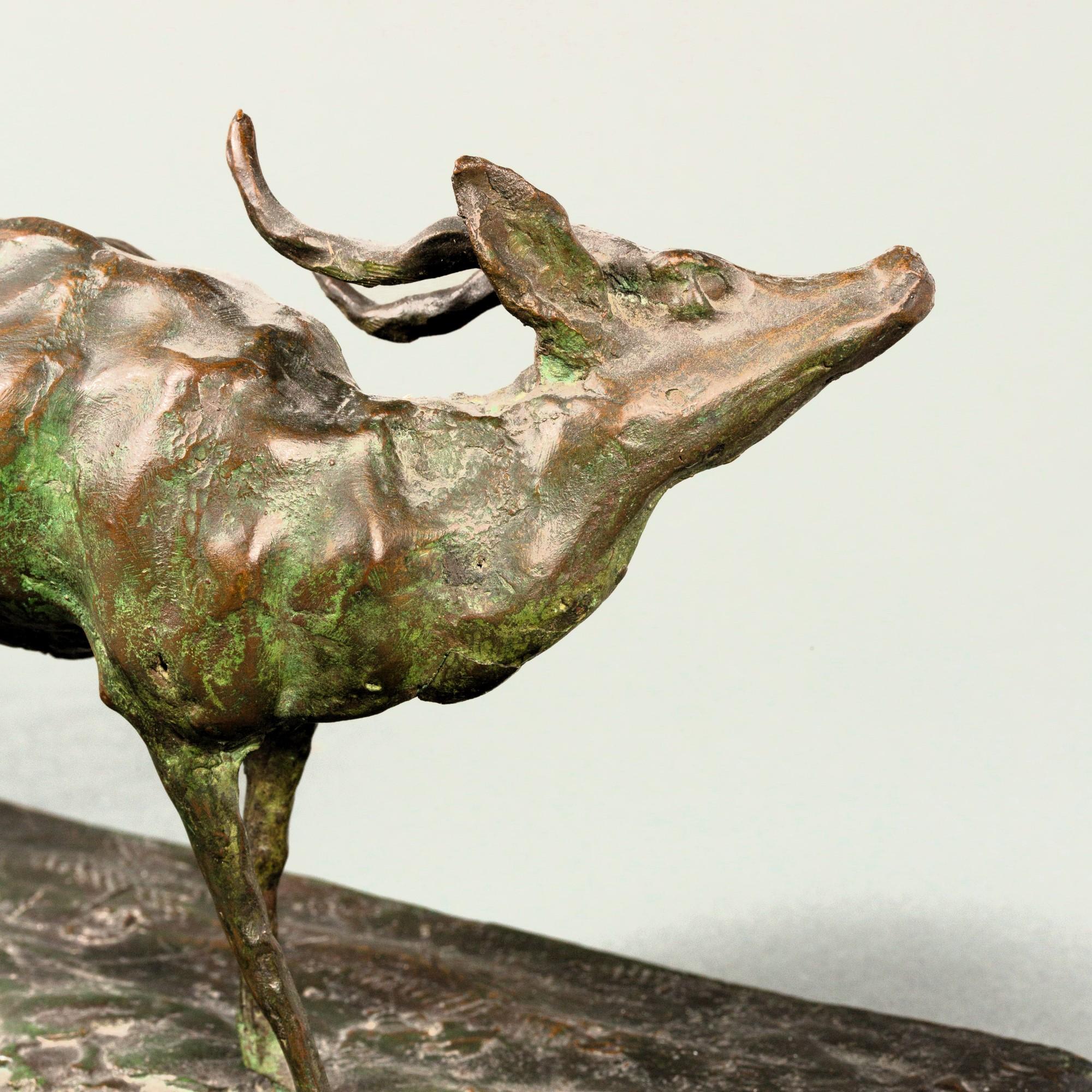 Guido Righetti - Antelope scratching itself. Animal bronze by Guido ...