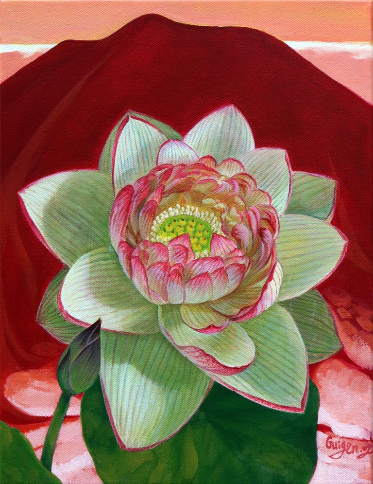 Red Lotus Flower Painting