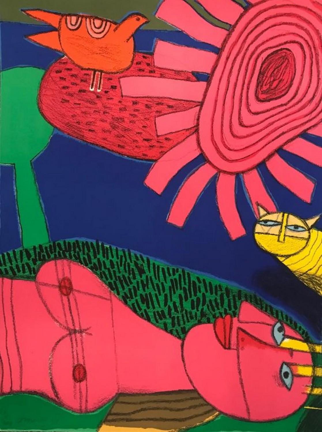 Guillaume Corneille - Young lady and a bird For Sale at 1stDibs