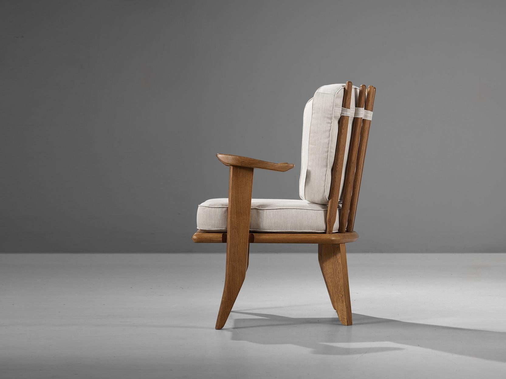 Guillerme and Chambron ‘Catherine’ Lounge Chair in Oak and Off-White ...