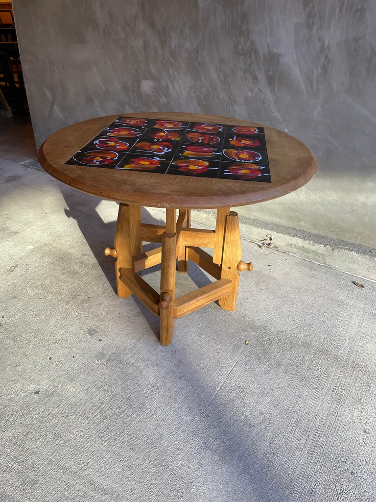Guillerme and Chambron Adjustable Height Table, France, 1960's at 1stDibs