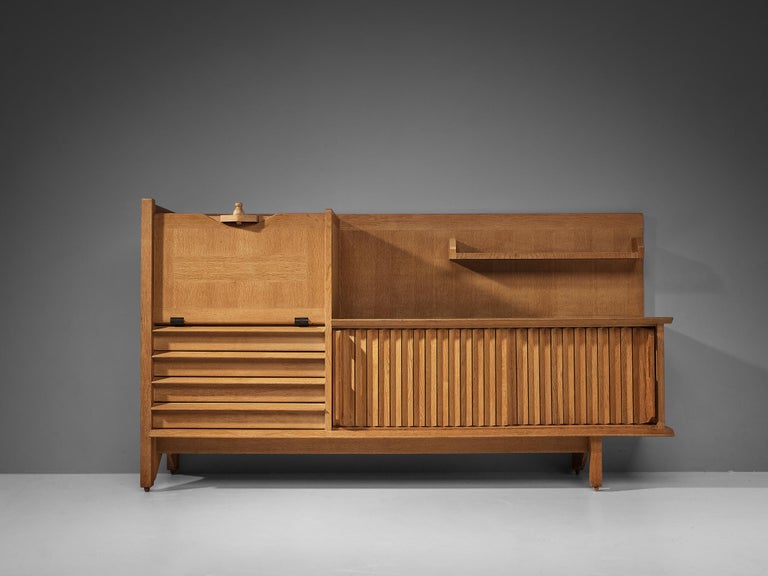 Guillerme and Chambron Buffet in Oak with Ceramic Tiles For Sale at 1stDibs
