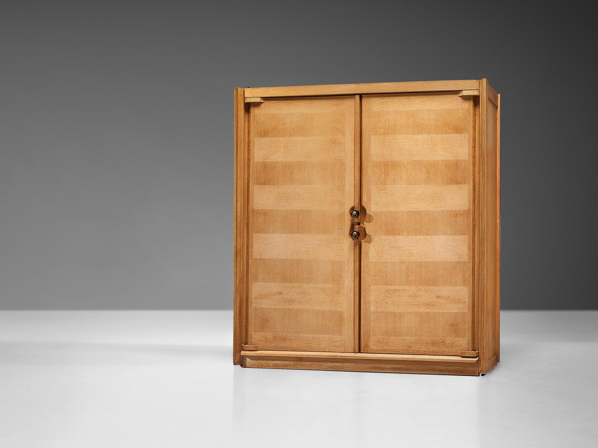 Guillerme and Chambron Cabinet with Ceramic Handles in Solid Oak at 1stDibs