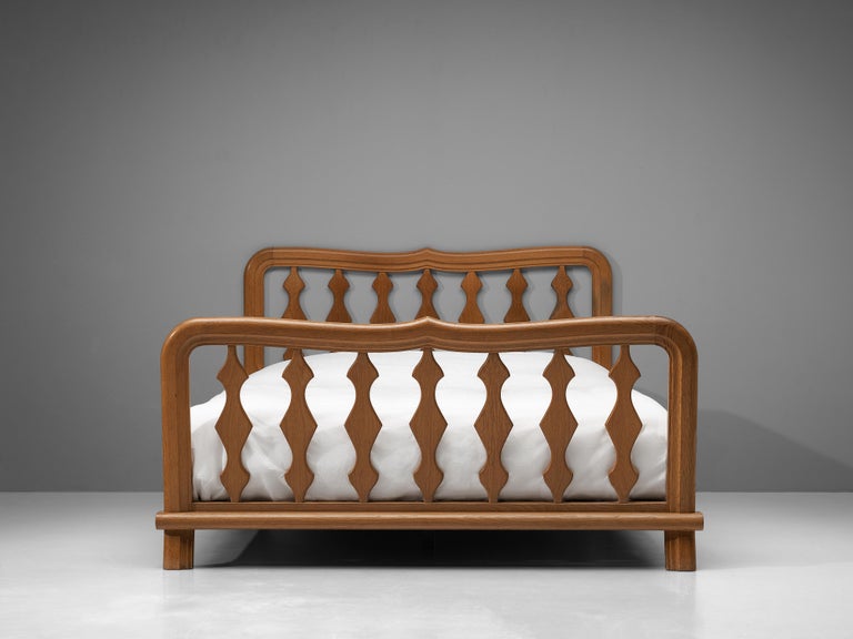 Guillerme and Chambron Double Bed in Solid Oak For Sale at 1stDibs