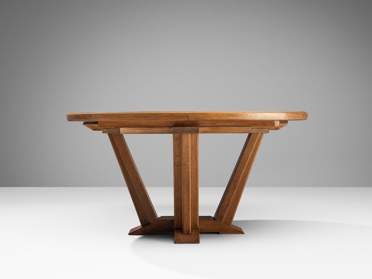 Guillerme and Chambron Early Large 'Victorine' Dining Table in Oak For ...