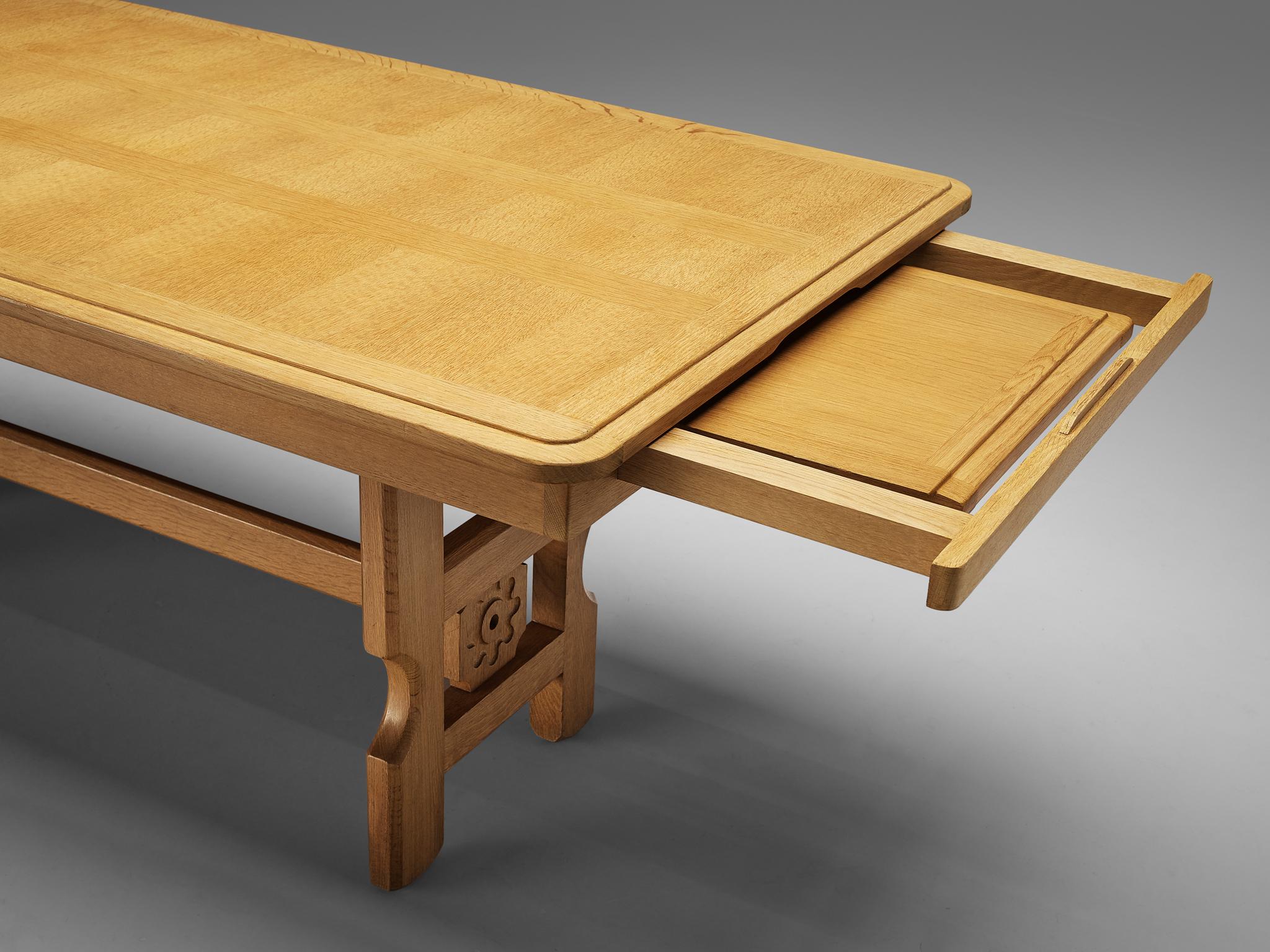 Guillerme and Chambron Extendable Dining Table in Oak For Sale at 1stDibs