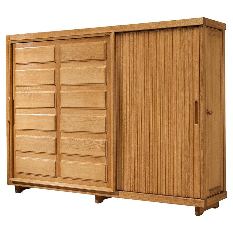 Guillerme and Chambron Highboard in Oak with Carved Doors For Sale at ...