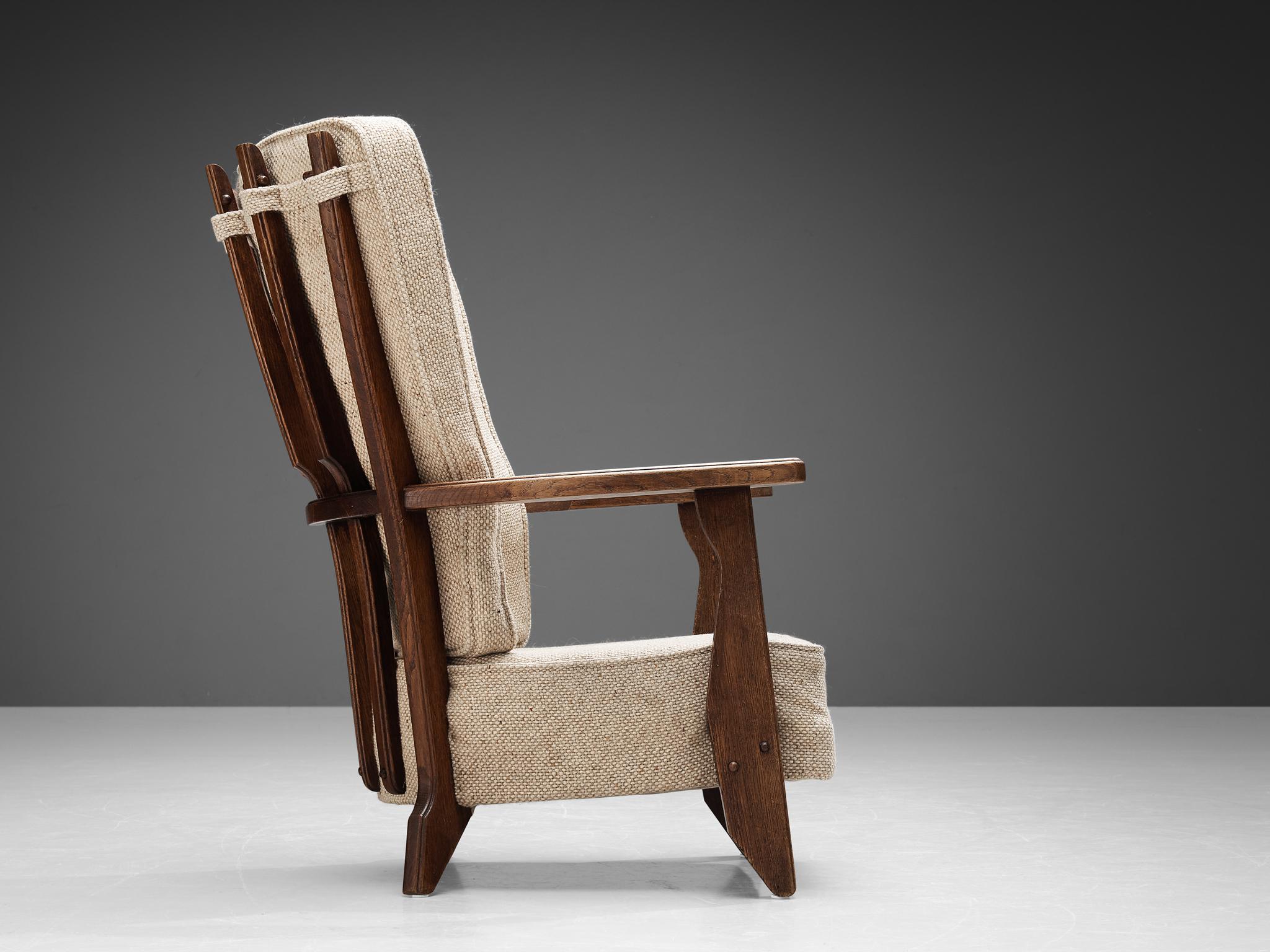 Guillerme and Chambron Lounge Chair 'Grand Repos' in Oak and Off-White ...