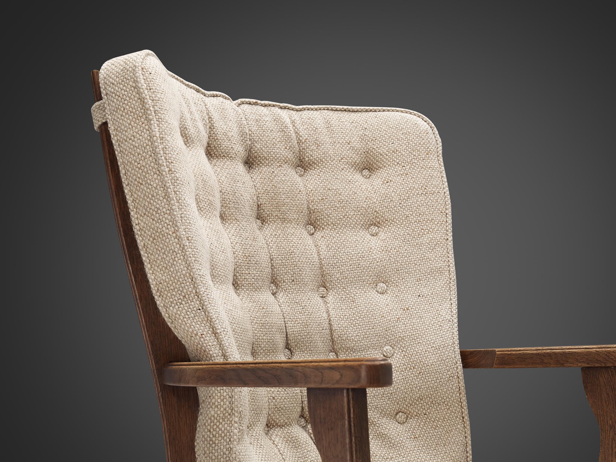 Guillerme and Chambron Lounge Chair 'Grand Repos' in Oak and Off-White ...