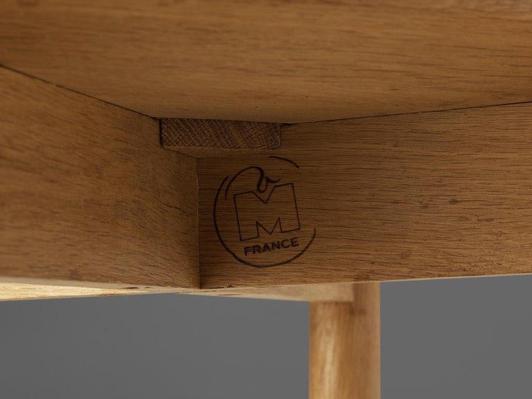 Guillerme and Chambron Set of Four Dining Chairs ‘Trèfle’ in Solid Oak ...