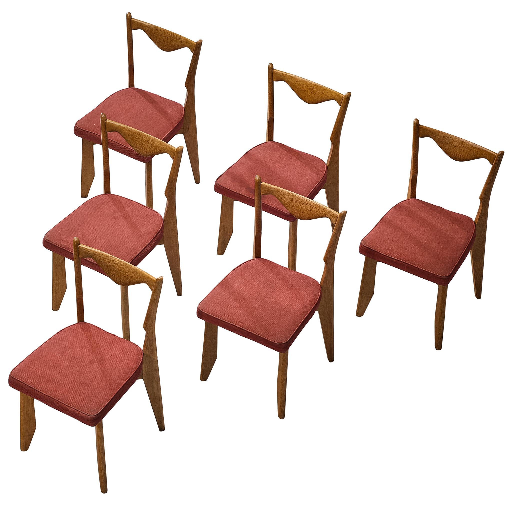 French Oak Dining Chairs in the style of Guillerme and Chambron, Set of ...