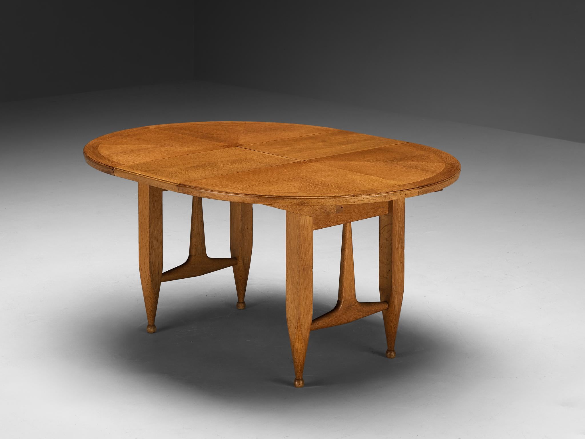 Guillerme and Chambron Small Round Extendable Round Table in Solid Oak ...