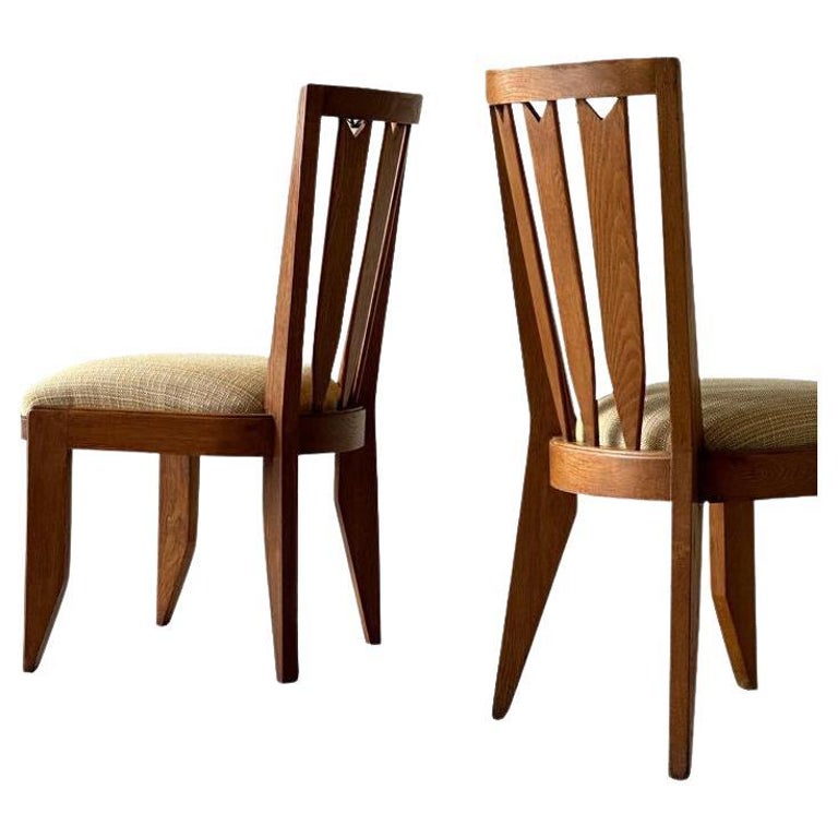 Guillerme et Chambron Exceptional Set of Six Dining Chairs, France, 1960s For Sale at 1stDibs