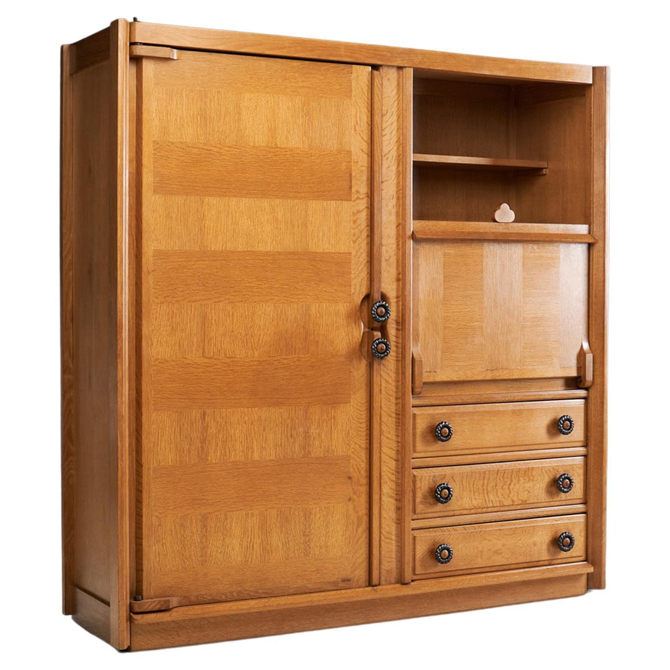 Guillerme et Chambron Oak Secretary, Midcentury, France at 1stDibs