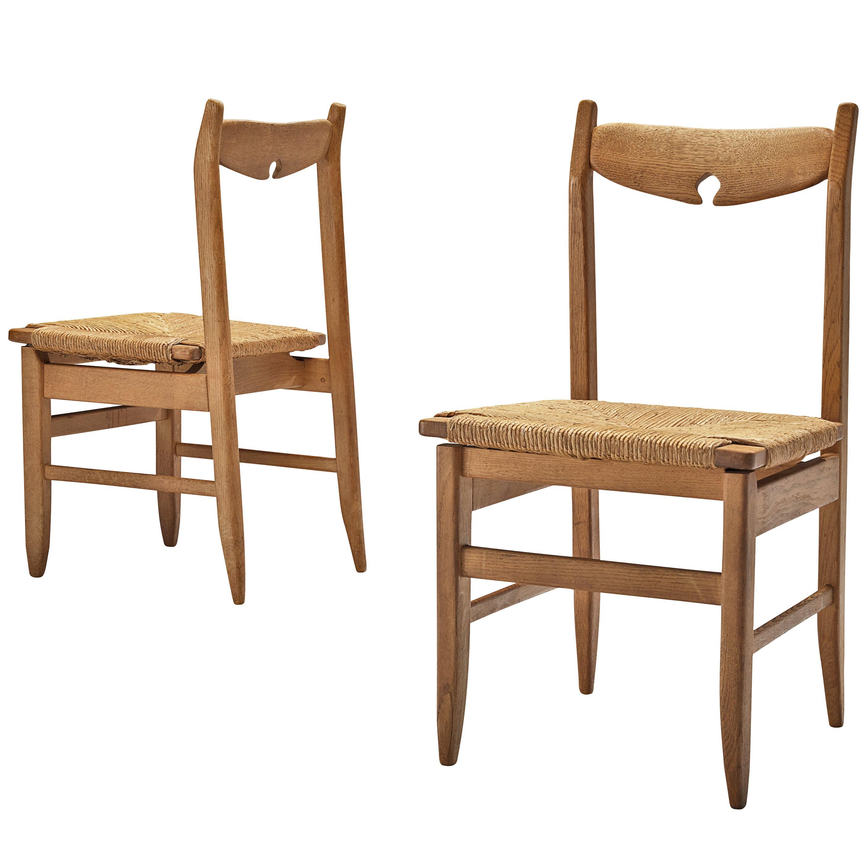 Set of 6 Dining Chairs in Oak with Rush Seating For Sale at 1stDibs