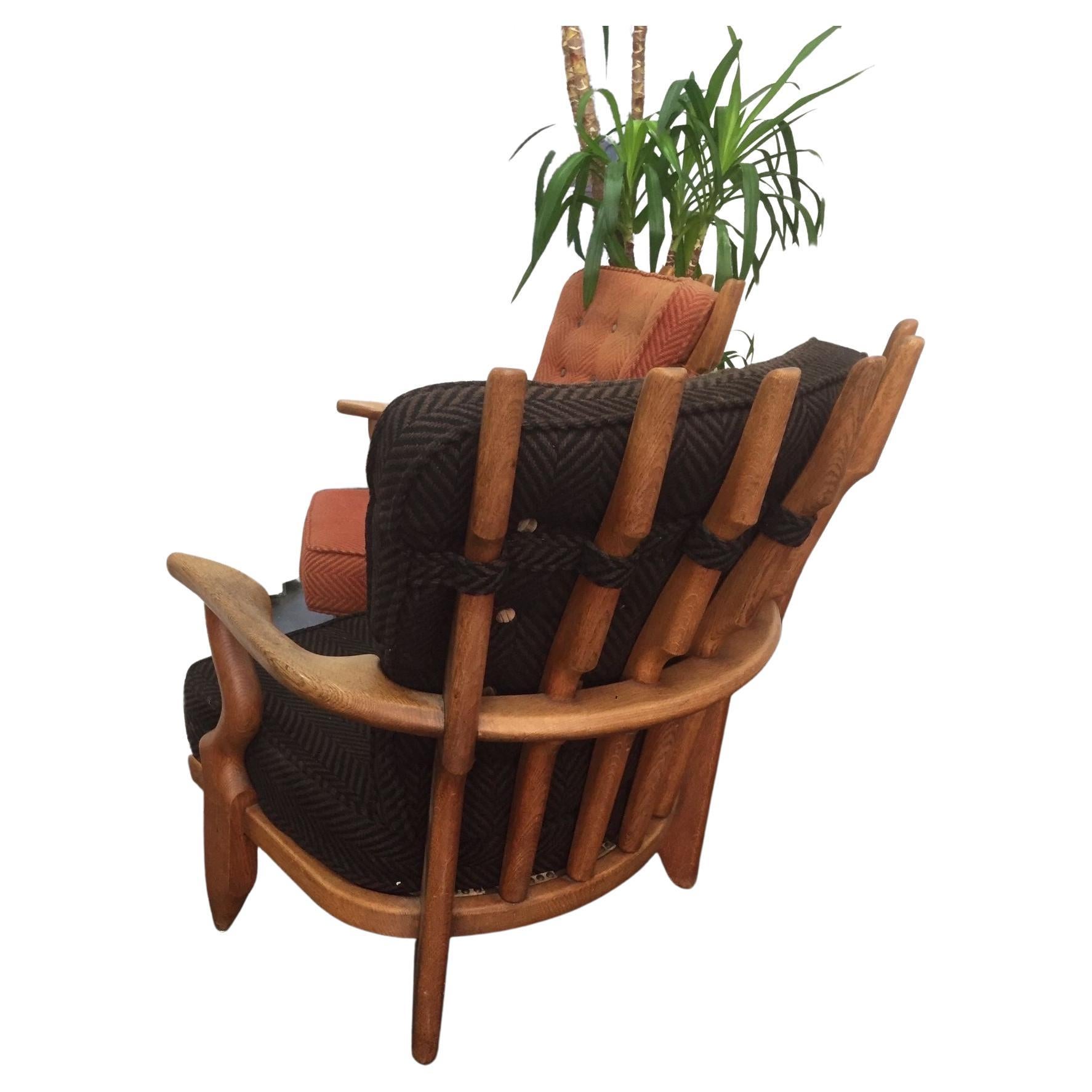 Guillerme et Chambron Mid-Century Oak Grand Repos Armchair at 1stDibs