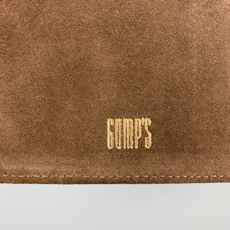 Gumps Embossed Brown Leather Book Case Writing Folder At 1stdibs