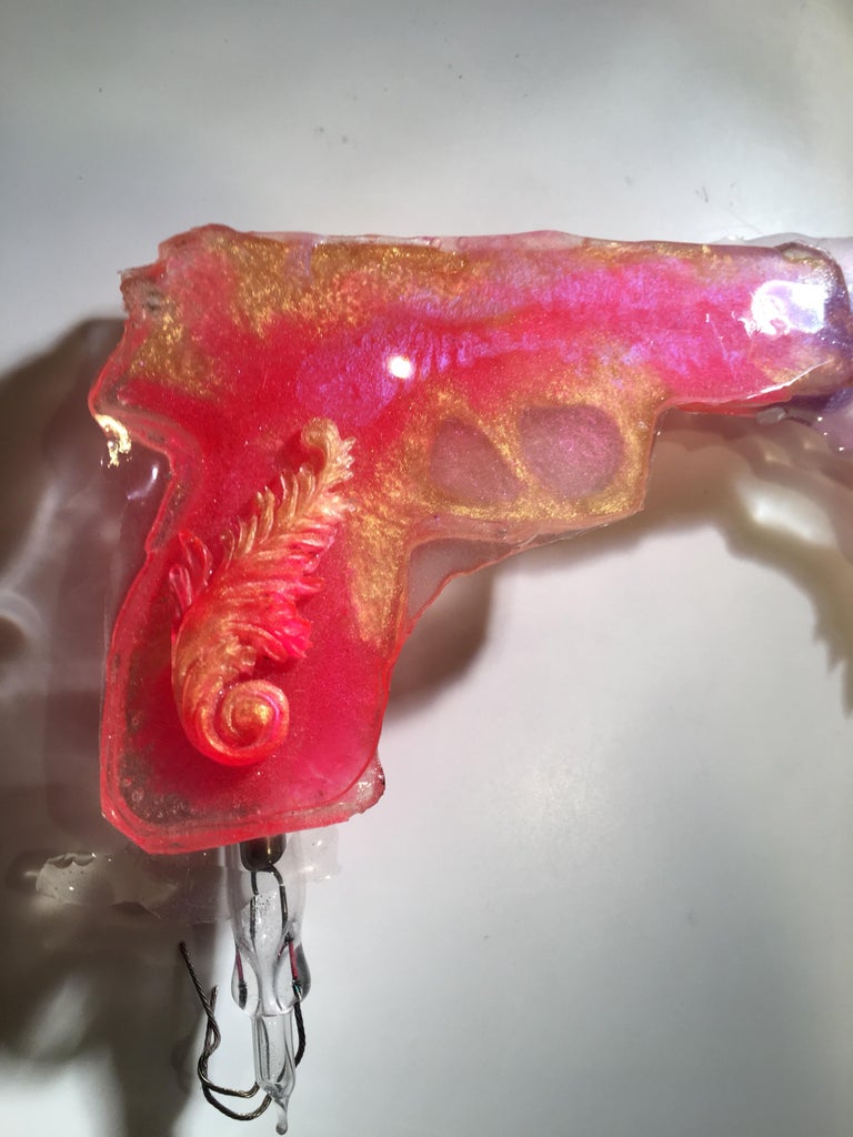 ‘Gun Art’ Solid Resin with Neon Illuminating, Modern, Handmade, One of ...