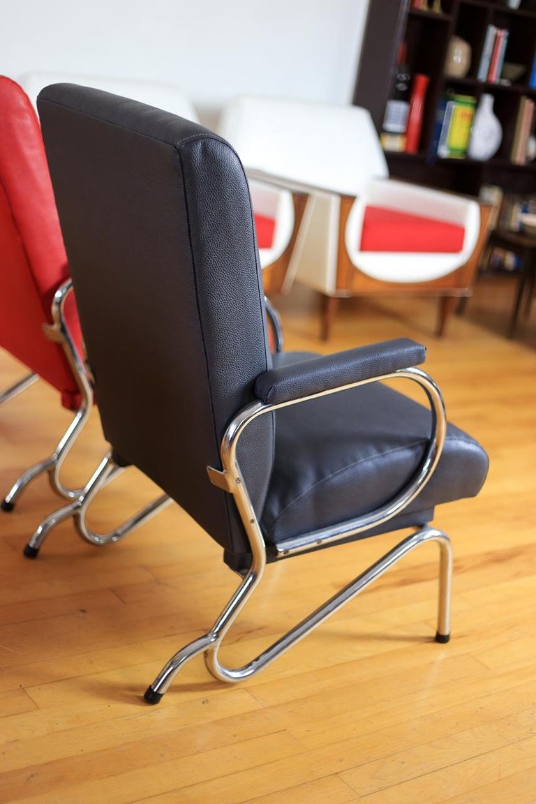 Gun Metal Grey Art Deco Chrome-Plated Tubular Steel Chair For Sale at ...