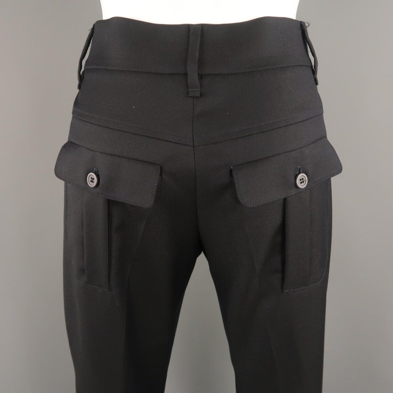 GUNEX x BRUNELLO CUCINELLI Size 2 Black Virgin Wool Zip Dress Pants at ...