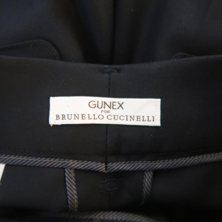GUNEX x BRUNELLO CUCINELLI Size 2 Black Virgin Wool Zip Dress Pants at ...