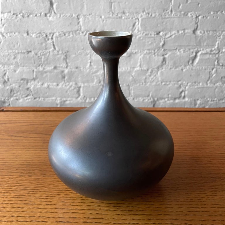 Gunmetal Ceramic Vase by Jack Squire for Howat Kilns For Sale at 1stDibs