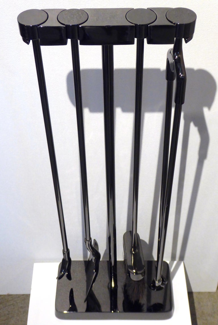 Gunmetal-Plated Fireplace Tool Set by Virginia Metalcrafters For Sale ...