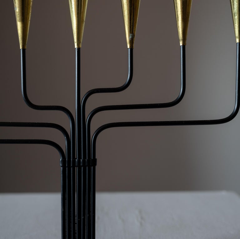 Gunnar Ander, Candelabra, for Ystad Metall, Brass, Black Paint, Sweden ...