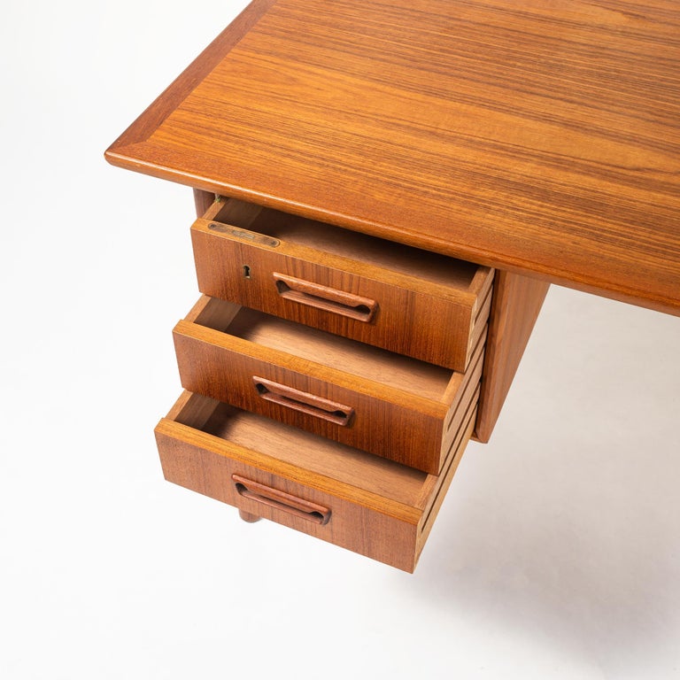 Gunnar Nielsen Tibergaard Teak Free Standing Executive Desk with 6 ...