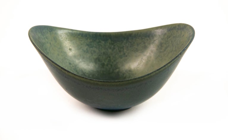 Gunnar Nylund "ARO" Medium Blue Green Stoneware Bowl Rorstrand Sweden 1960s For Sale at 1stDibs
