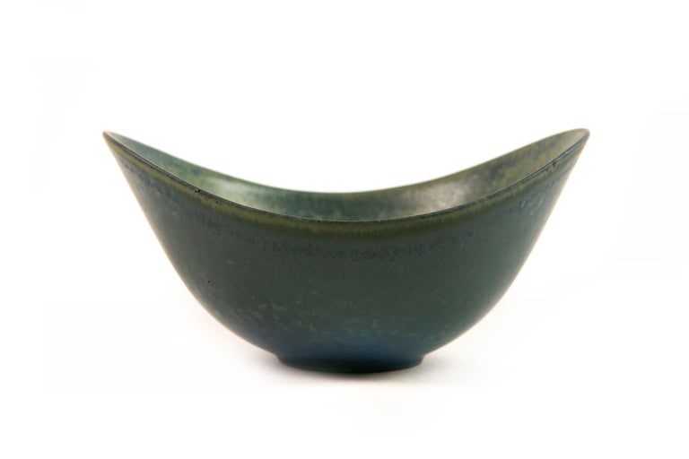 Gunnar Nylund "ARO" Medium Blue Green Stoneware Bowl Rorstrand Sweden 1960s For Sale at 1stDibs