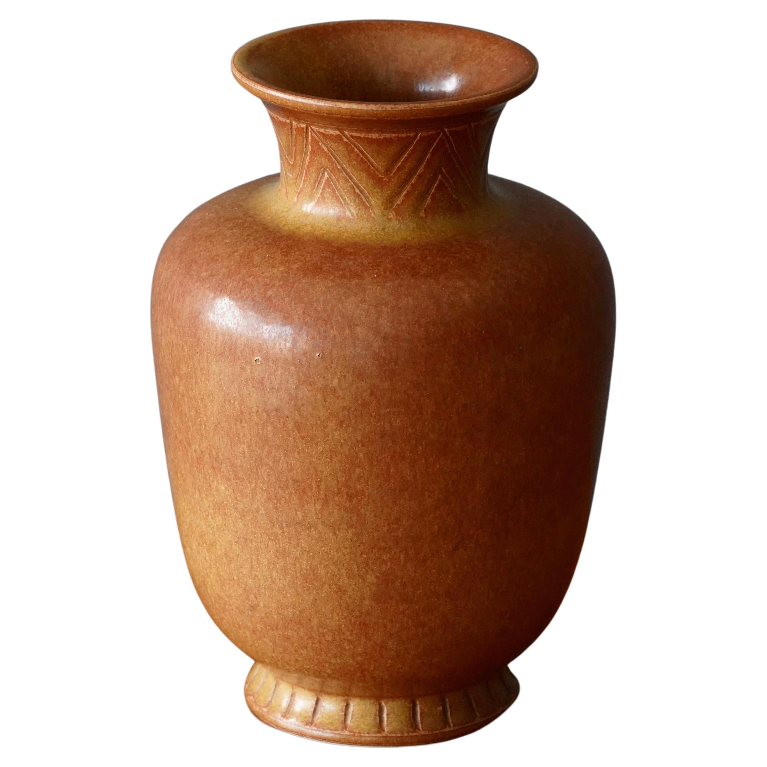 Figgjo Fajanse, Vase, Incised Stoneware, Stavangerflint, Norway, 1974 ...