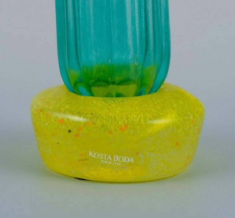 Gunnel Sahlin for Kosta Boda, cactus in turquoise art glass. Approx ...