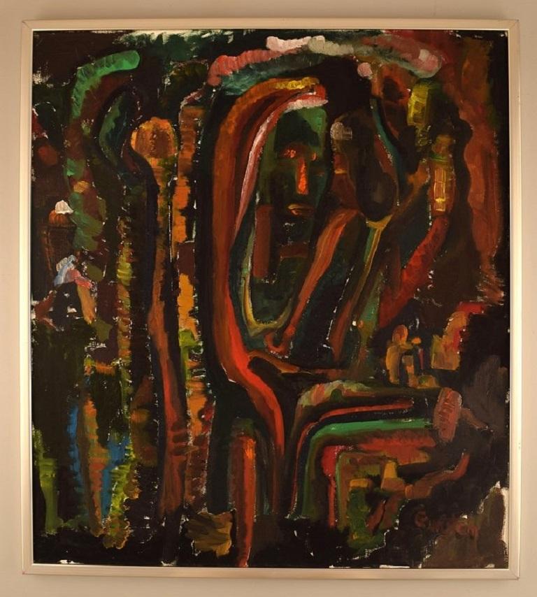 Gunstein, Swedish Artist, Oil on Canvas, Abstract Composition, Mid-20th ...
