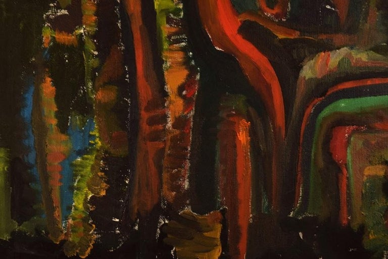 Gunstein, Swedish Artist, Oil on Canvas, Abstract Composition, Mid-20th ...