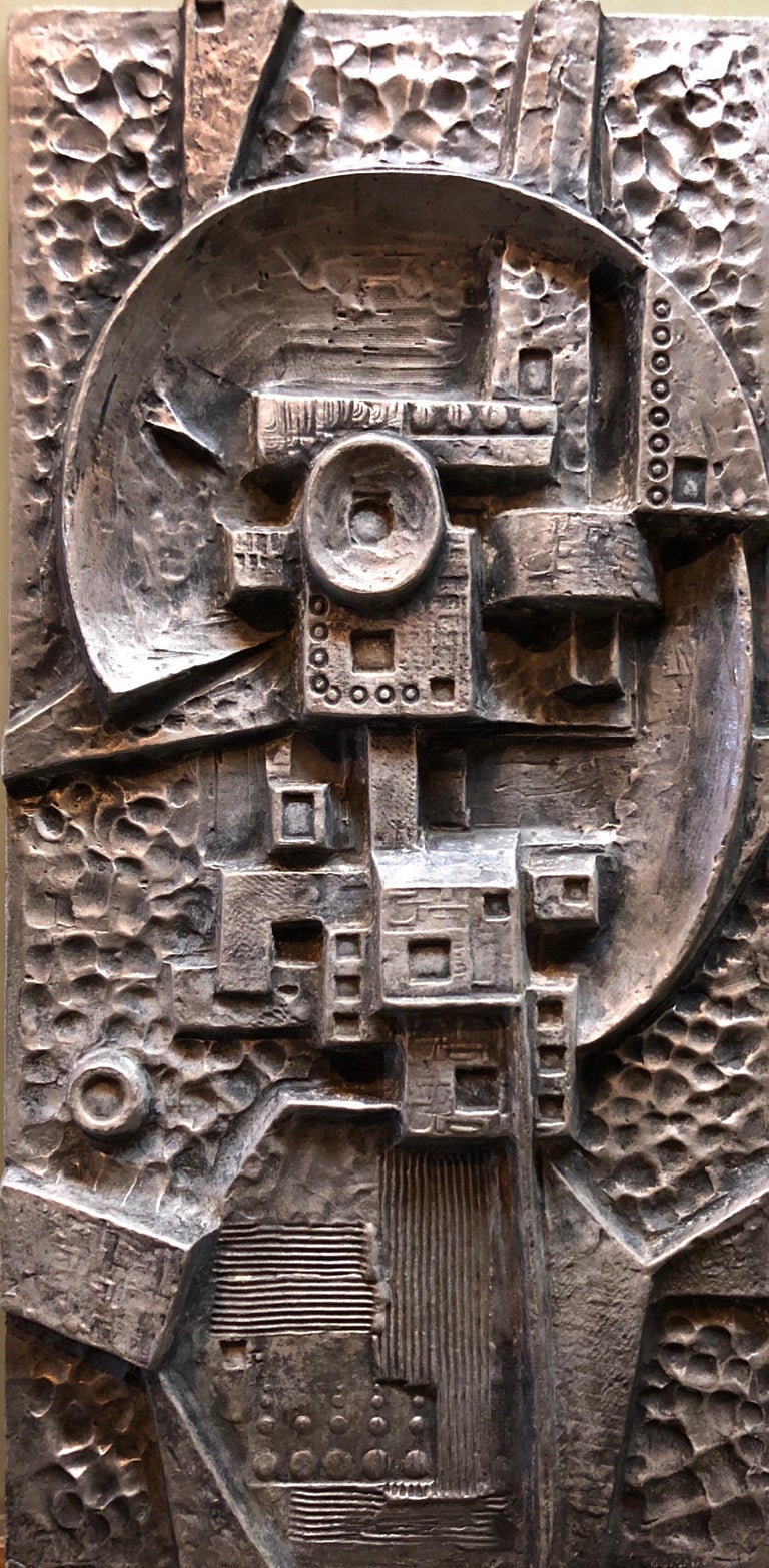 Modernist Silvered Cast Abstract Constructivist Architectural Sculpture ...