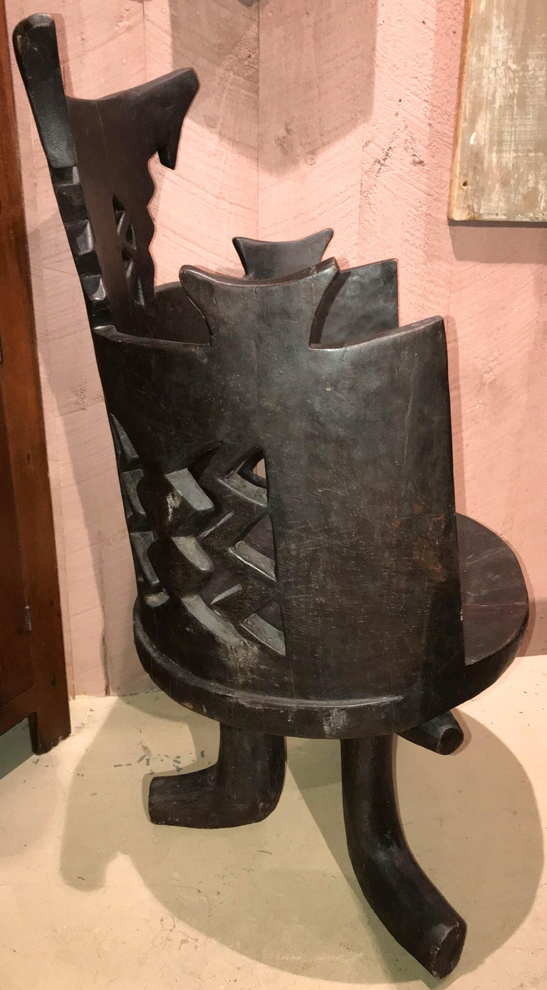 Gurage Tribal Carved Wanza Wood Throne Jimma Chair from Ethiopia at 1stDibs