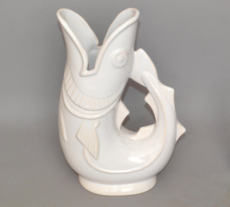 Gurgling Cod White Ceramic Pitcher Boston Shreve Cump and Low Company ...