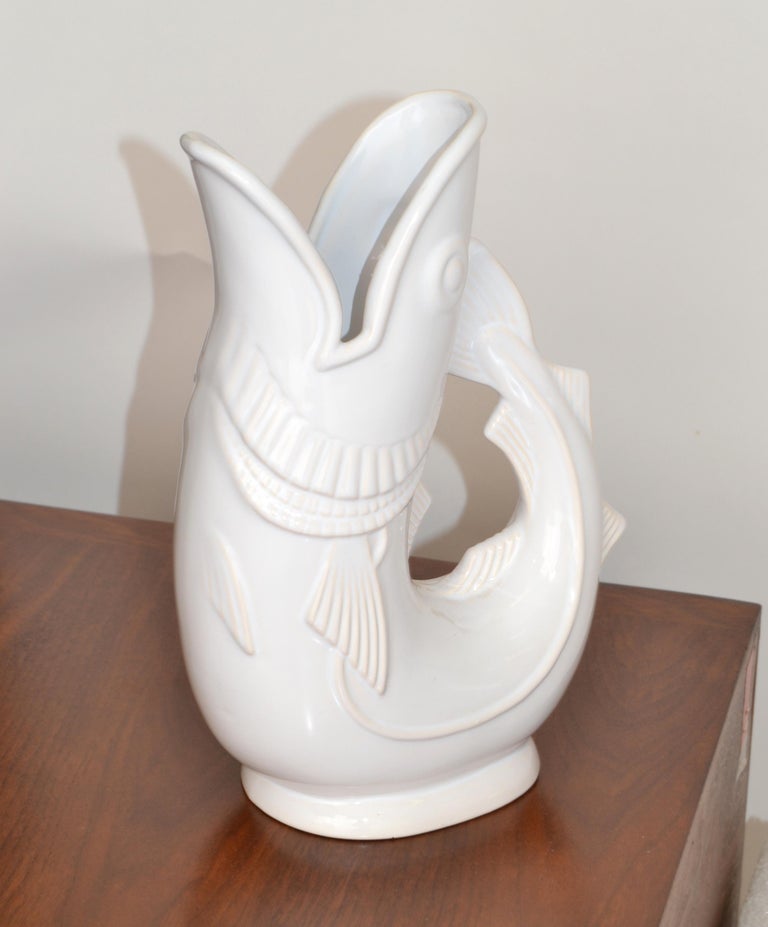 Gurgling Cod White Ceramic Pitcher Boston Shreve Cump and Low Company ...