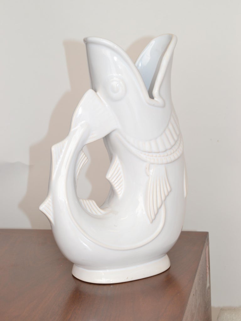 Gurgling Cod White Ceramic Pitcher Boston Shreve Cump and Low Company ...