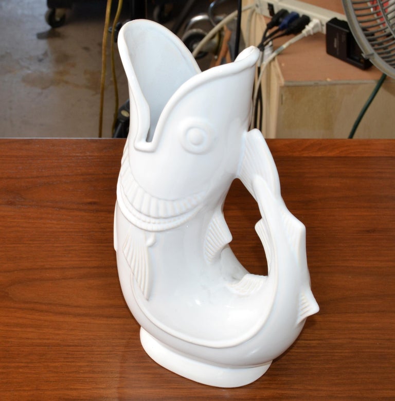 Gurgling Cod White Ceramic Pitcher Boston Shreve Cump and Low Company ...