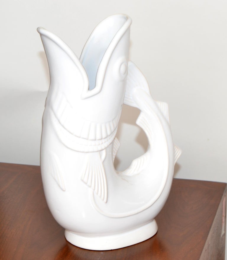 Gurgling Cod White Ceramic Pitcher Boston Shreve Cump and Low Company ...