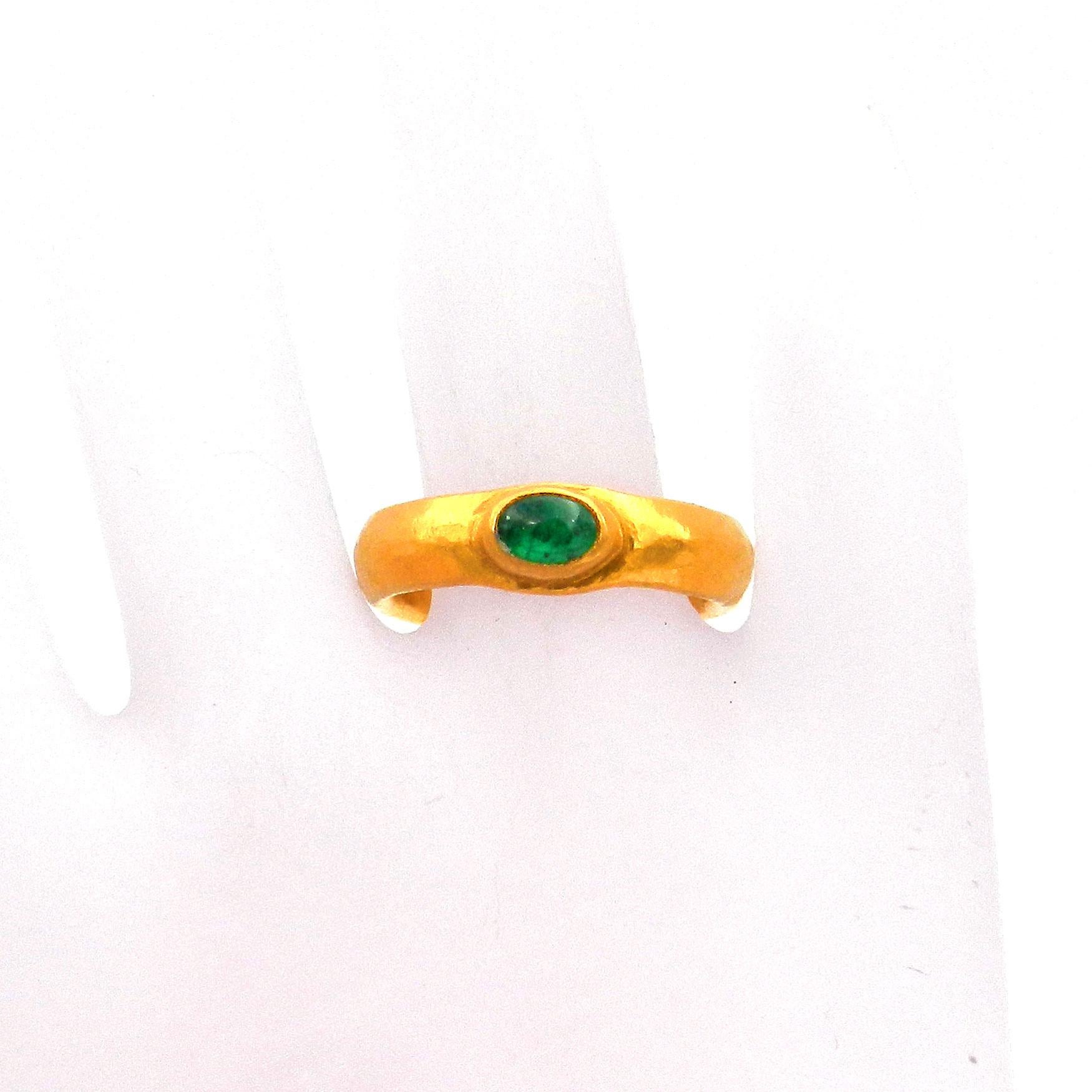 Gurhan Rune Collection 24K Gold Hand-forged Emerald Band Ring USA 1990s ...