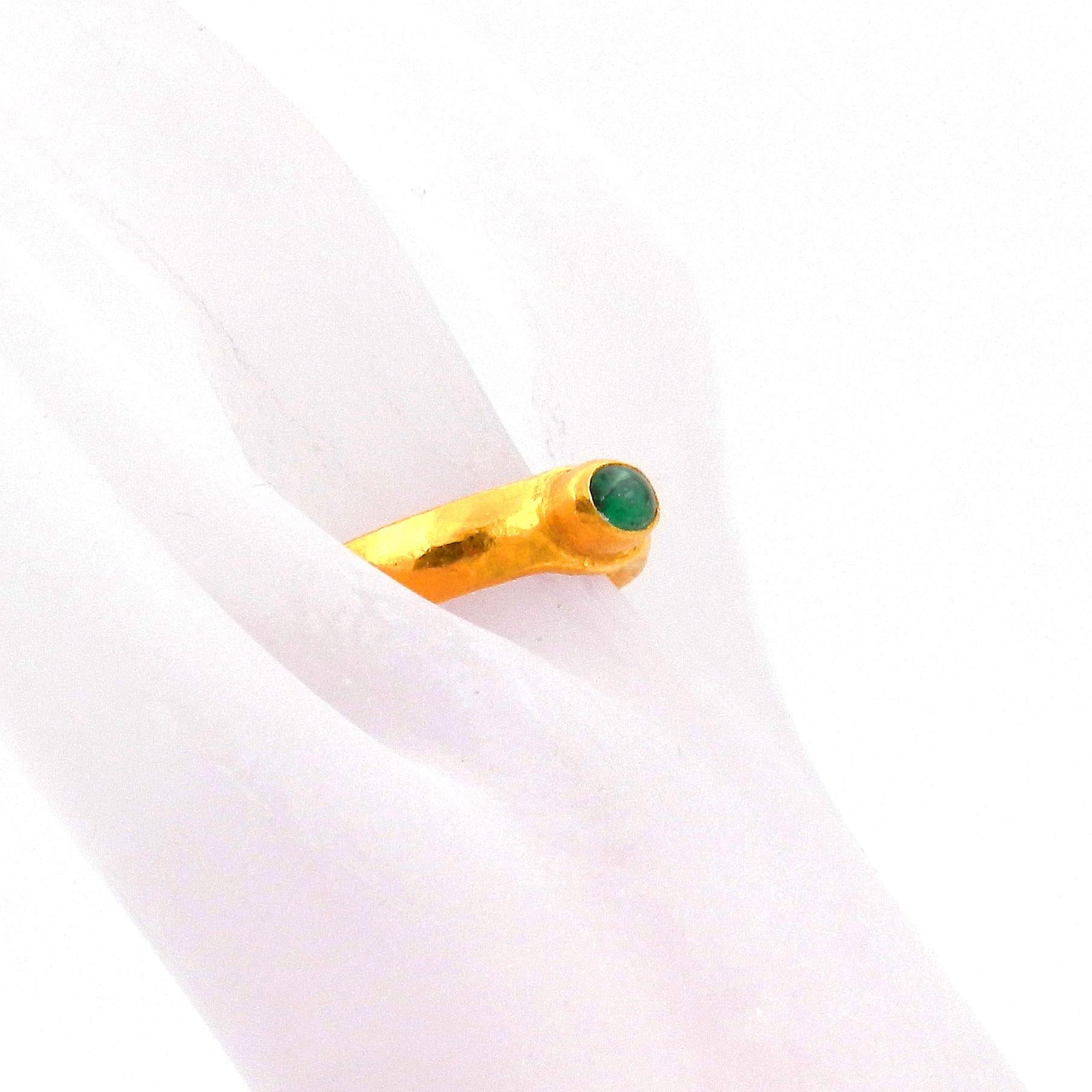 Gurhan Rune Collection 24K Gold Hand-forged Emerald Band Ring USA 1990s ...