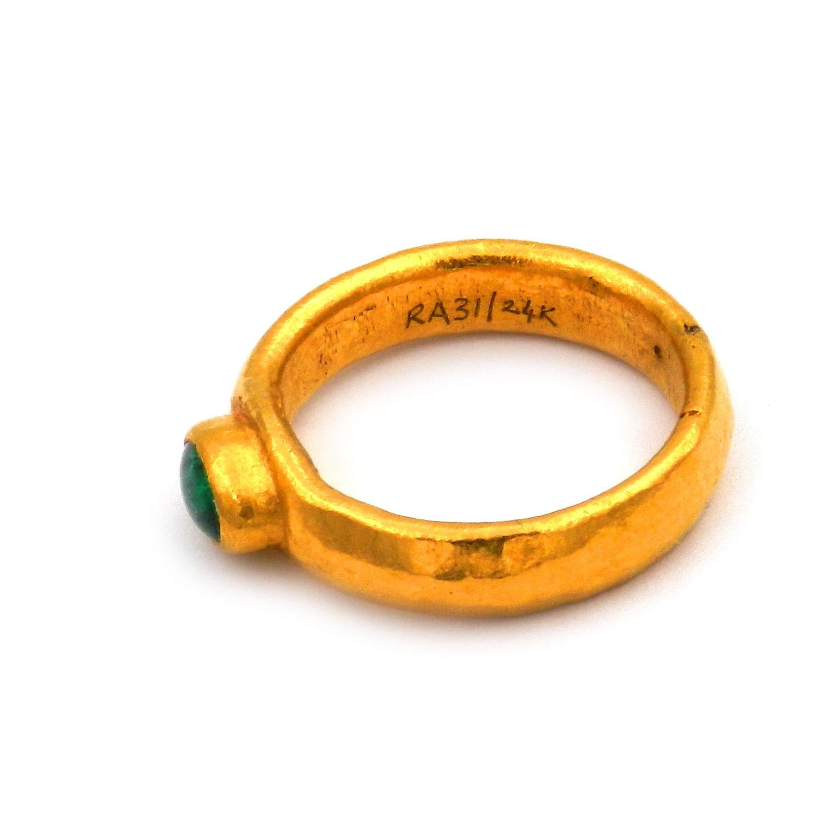 Gurhan Rune Collection 24K Gold Hand-forged Emerald Band Ring USA 1990s ...